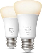 Philips Hue Smart žárovka White A60 E27 9,5W 1055lm 2700K, 2 ks