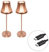 Sada 2 retro stolních lamp měděných dobíjecích IP44 - Granny