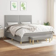 Box Spring Postel S Matrací Textil Světle Šedá Hladké s hřebíky 160 x 200