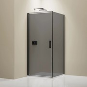 Rohový sprchový kout NT416 černý mat, otočné dveře - 8mm šedé sklo nano - různé velikosti