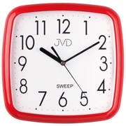 JVD Červené hranaté nástěnné netikající tiché hodiny JVD sweep HP615.14