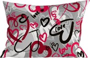 Polybavlněný povlak na polštář STREET LOVE POLY 50x70 cm, šedý