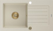 Mexen Pablo granitový kuchyňský dřez s 1 komorou a odkapávačem 752 x 436 mm, béžový, zlatý sifon - 6510751010-69-G