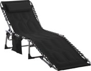Outsunny skládací lehátko s polštářem 5-stupňové nastavitelné opěradlo ocelová oxfordská tkanina černá 188 x 57 x 30 cm pro zahradu a terasu |