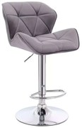 LuxuryForm DESIGN Barová židle MILANO VELUR na stříbrné kulaté podstavě - tmavě šedá