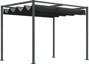 Outsunny Pergola cca 3x2m Zahradní Pavilon s Nastavitelnou Střechou, UV Ochrana, Sluneční Ochrana pro Terasu a Zahradu, Černá+Šedá | Aosom