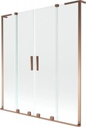 Mexen Velar L Duo, 2-křídlová posuvná vanová zástěna 140 x 150 cm, 8mm čiré sklo, růžové zlato, 896-140-003-02-60