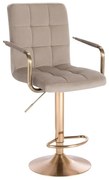 LuxuryForm DESIGN Barová židle VERONA GOLD VELUR na zlaté kulaté podstavě - latte