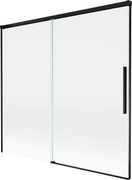 Mexen Rox, 2-křídlová posuvná vanová zástěna 170 x 150 cm, 8mm čiré sklo, černý matný profil, 8C9-170-001-70-00