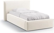 Krémová čalouněná jednolůžková postel s úložným prostorem s roštem 90x200 cm Jodie – Micadoni