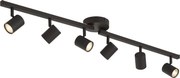 Moderní černé stropní bodové svítidlo se 6 světly GU10 50mm s podsvícením a 3-polohovým vypínačem - Back Up