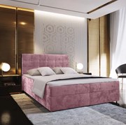 Čalouněná postel boxspring GLORIEN VELVET 180x200 cm růžová Matrace: Matrace Bonell pružinová