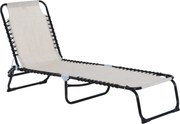 Outsunny lehátko skládací zahradní lehátko 4stupňové nastavitelné opěradlo ocelová síťovina béžová 197x58x76 cm pro hodiny relaxace venku |
