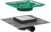 Hansgrohe RainDrain Spot, podlahová odtoková souprava, mřížka 150/150, dlažba zezadu krytu, kartáčovaná nerezová ocel, HAN-56112800