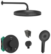 SANITINO - Sprchový set s termostatem a tělesem pod omítku Hansgrohe, příslušenství kielle, matná černá SANI21HKK411