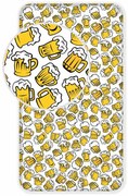 Jerry Fabrics Bavlněné prostěradlo s gumičkou 90x200 hrnky na pivo hrnky na pivo 8803 mládež na dárek