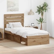 Rám postele Umělecký dub 90 x 200 cm Masivní borové dřevo 3411462