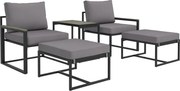 Sada zahradního nábytku Outsunny pro 2 osoby z oceli - weatherproof balkonová sada s 2 křesly, poduškami, konferenčním stolkem a taburetem | Aosom