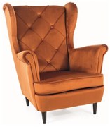Křeslo Lady Velvet, oranžová / černá