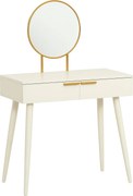 HOMCOM Toaletní stolek s kulatým zrcadlem, líčící stolek se 2 zásuvkami, moderní styl pro ložnici nebo šatnu 80x40x123 cm Bílý | Aosom