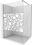 Mexen Kioto, sprchová zástěna Walk-In 100 x 200 cm, 8mm čiré sklo bílý vzor, měděný matný profil, 800-100-101-65-85