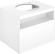 Keuco Stageline - Umyvadlová skříňka, 65x55x49 cm, s výřezem pro umyvadlo a baterii vpravo, s osvětlením a USB, bílá 32855300100