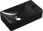 Sapho Small - Umývátko Margitha 38x22 cm, bez přepadu, otvor pro baterii, matná černá MGT3822B
