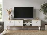 TV stolek CAROL 160 cm, bílá/zlatá