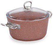 Růžový hliníkový hrnec s poklicí Güral Porselen Classic, ø 20 cm