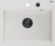 Mexen Oscar, 1-komorový granitový dřez 580x490x205 mm, bílá, 6519581000-20-B