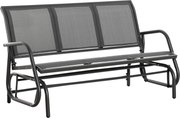 Outsunny Houpací lavice pro 3 osoby z kovu s prodyšnou síťovinou, 147x70x85cm, Šedá | Aosom
