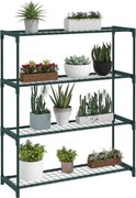 Outsunny Stojan na rostliny 4-patrový regál na květináče s ocelovou konstrukcí pro zahradu a patio 89x28x107 cm Tmavě zelená | Aosom