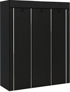 HOMCOM Textilní Skříň, Činžovní Skříň s Visící Tyčí, 8 Polic, Skládací Skříň, Černá, 125 x 43 x 162,5 cm | Aosom