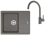 Franke - Kuchyňský set G278ŠK, fragranitový dřez BFG 611-62 a baterie FC 6018.084, šedý kámen 114.0700.804