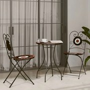 Fionshop 264015546 Mozaikový bistro set terakotový a bílý železo a kerami