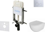 kielle Genesis New - Set předstěnové instalace, klozetu Oudee, Rimless, sedátka softclose a tlačítka Gemini New II, lesklý chrom 30528SZ05