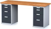 Dílenský stůl MECHANIC I se 2 zásuvkovými dílenskými boxy na nářadí místo nohou, 8 zásuvek, 2000 x 685 x 880 mm, grafitové dveře