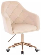 LuxuryForm DESIGN Otočné křeslo ROMA VELUR na zlaté podstavě s kolečky - krémové