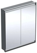 Geberit ONE - Zrcadlová skříňka s LED osvětlením, 75x90x15 cm, 2 dvířka, vestavná, matná černá 505.802.00.7