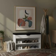 Botník bílý se sedákem LEVA, 60 x 30 x 47 cm