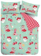 Zelené/růžové povlečení na jednolůžko 135x200 cm Santa's Howdy Christmas – Catherine Lansfield