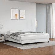 Box spring postel s matrací bílá 160x200 cm umělá kůže