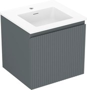 Mexen Rivel, koupelnová skříňka 50 cm s umyvadlem Otis, 1 zásuvka, drážkovaná, grafitová matná/bílá matná, 91A20-05047-1-BF66-W18M01