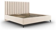 Béžová čalouněná dvoulůžková postel s úložným prostorem s roštem 160x200 cm Casey – Mazzini Beds