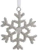 Champagne antik závěsná sněhová vločka s korálky Snowflake - 9 cm