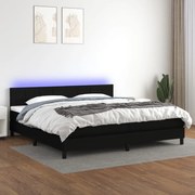 Box spring postel s matrací a LED černá 200x200 cm textil
