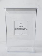 KÁVA BEZKOFEINOVÁ - omyvatelná samolepka na dózu, výběr rozměrů Ø 5 cm / 5 x 5 cm / 6 x 8 cm | DomaLEP
