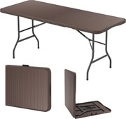 Costway Skládací zahradní stůl v ratanovém vzhledu s HDPE stolní deskou