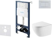 kielle Genesis New - Set předstěnové instalace, klozetu Oudee, Vortex Rimless+, sedátka softclose a tlačítka Gemini New III, lesklý chrom 30528SS62