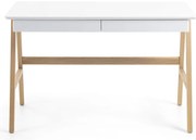 Pracovní stůl s bílou deskou Kave Home Ingo, 120 x 60 cm